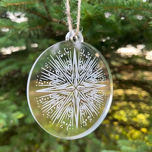 Star of Bethlehem Ornament - Laser Engraved Christian Holiday Sun ...