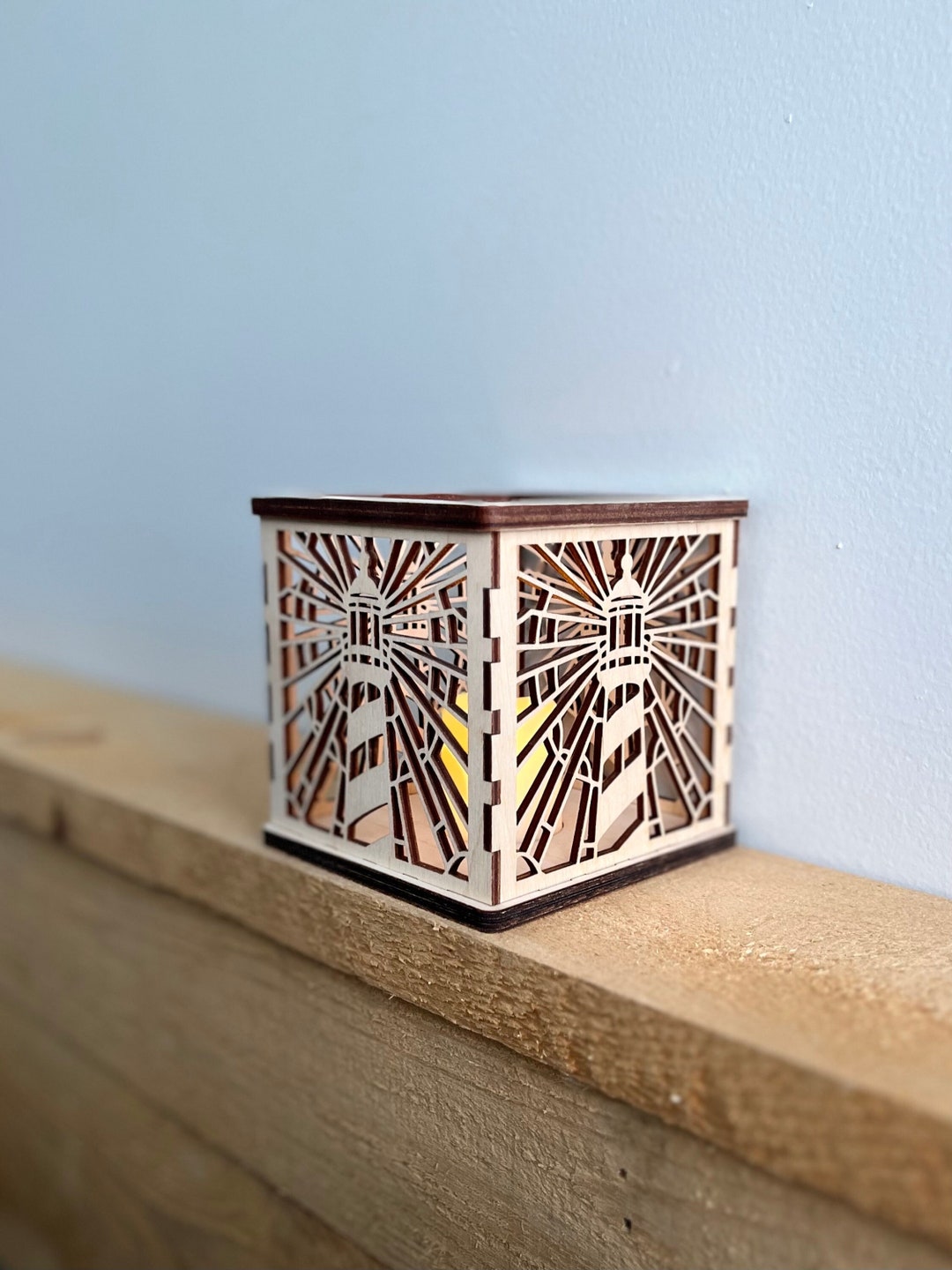 Personalized Mini Lighthouse Memorial Wooden Lantern, Anniversary ...