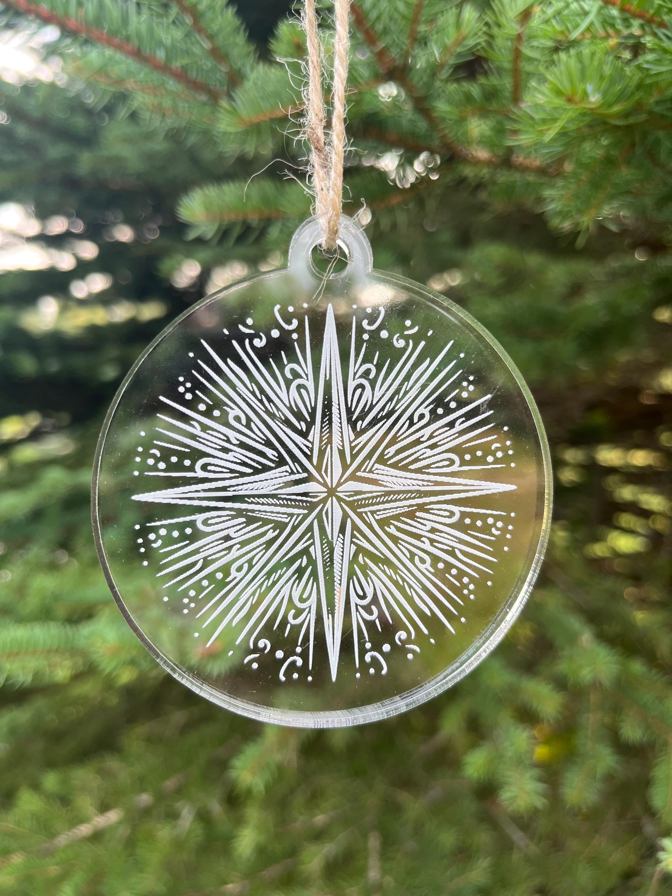 Star of Bethlehem Ornament - Laser Engraved Christian Holiday Sun ...