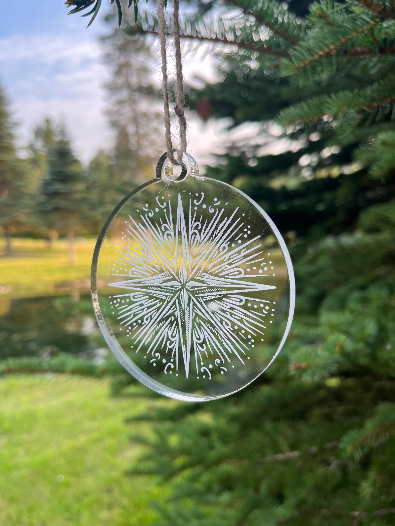 Star of Bethlehem Ornament - Laser Engraved Christian Holiday Sun ...