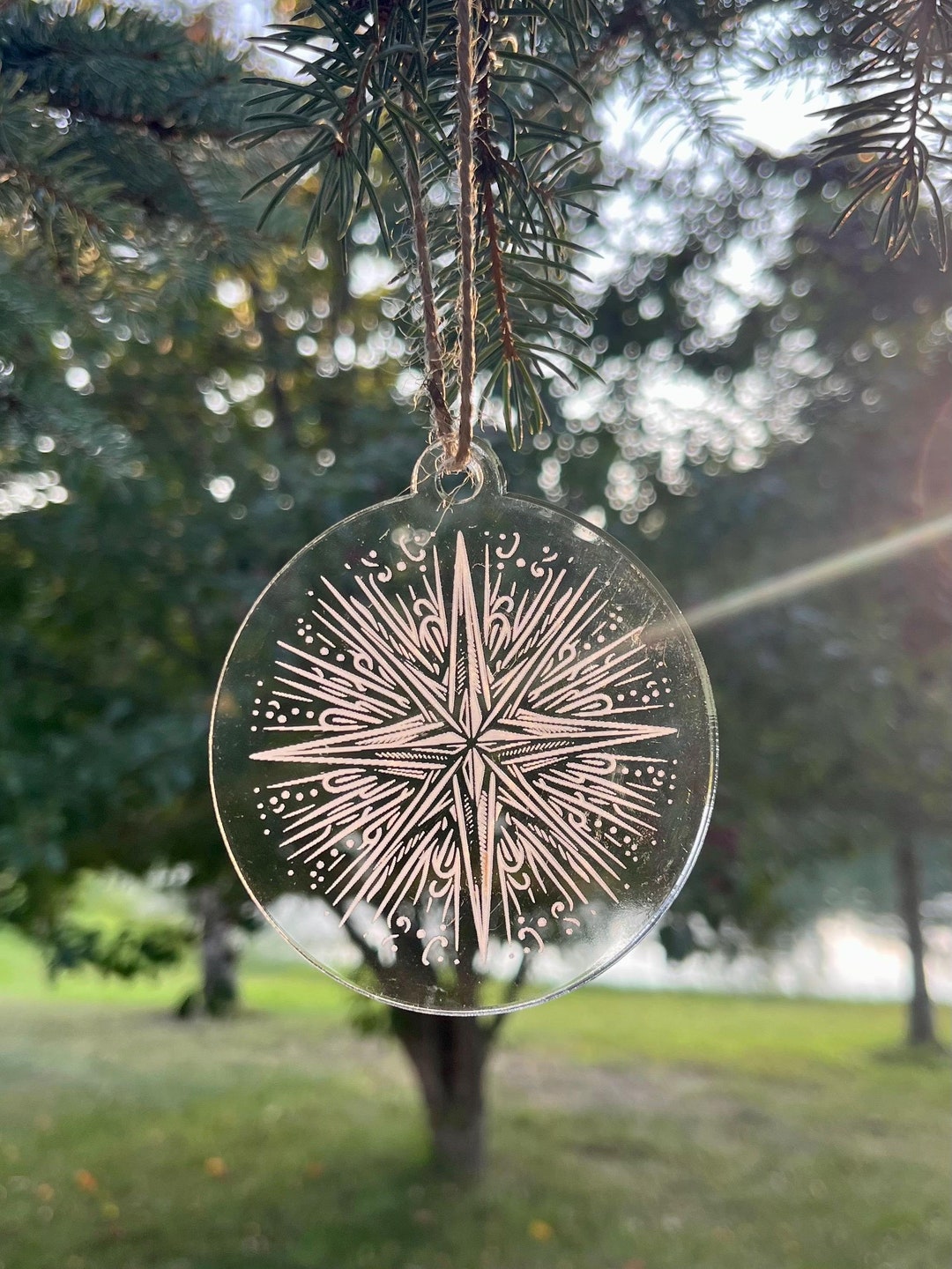 Star of Bethlehem Ornament - Laser Engraved Christian Holiday Sun ...