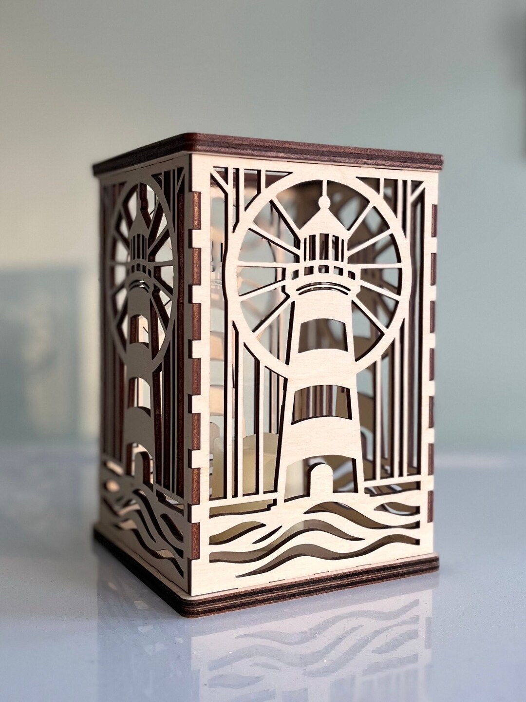 Personalized Large Lighthouse Memorial Wooden Lantern, Anniversary ...