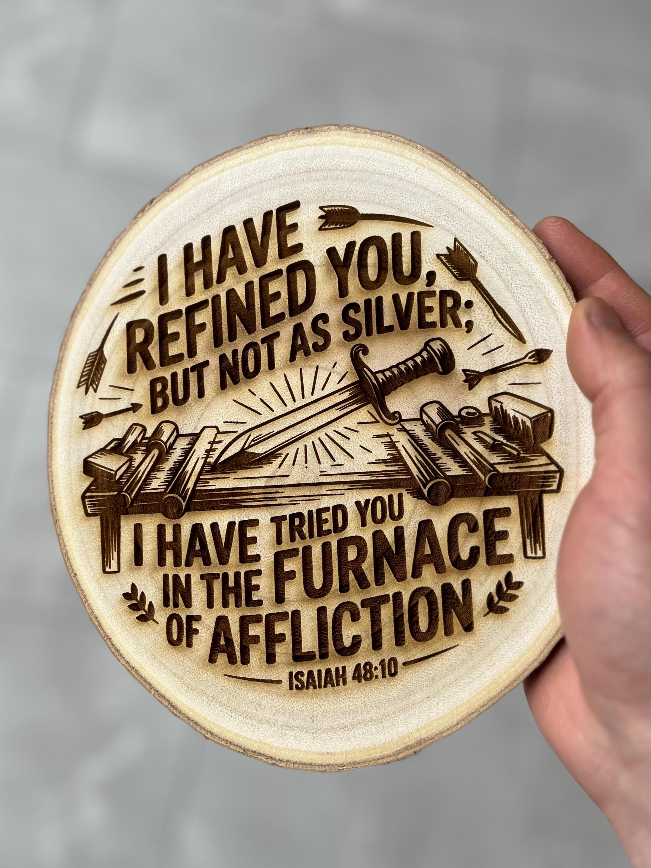 Isaiah 48:10 Wooden Sign, Refined in the Furnace of Affliction ...