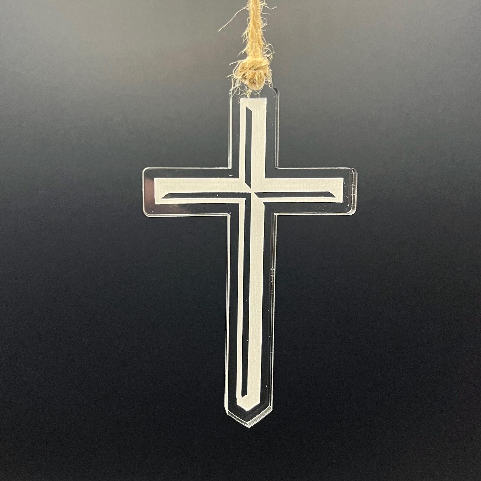 Modern Acrylic Cross Ornament – Engraved Christian Suncatcher ...