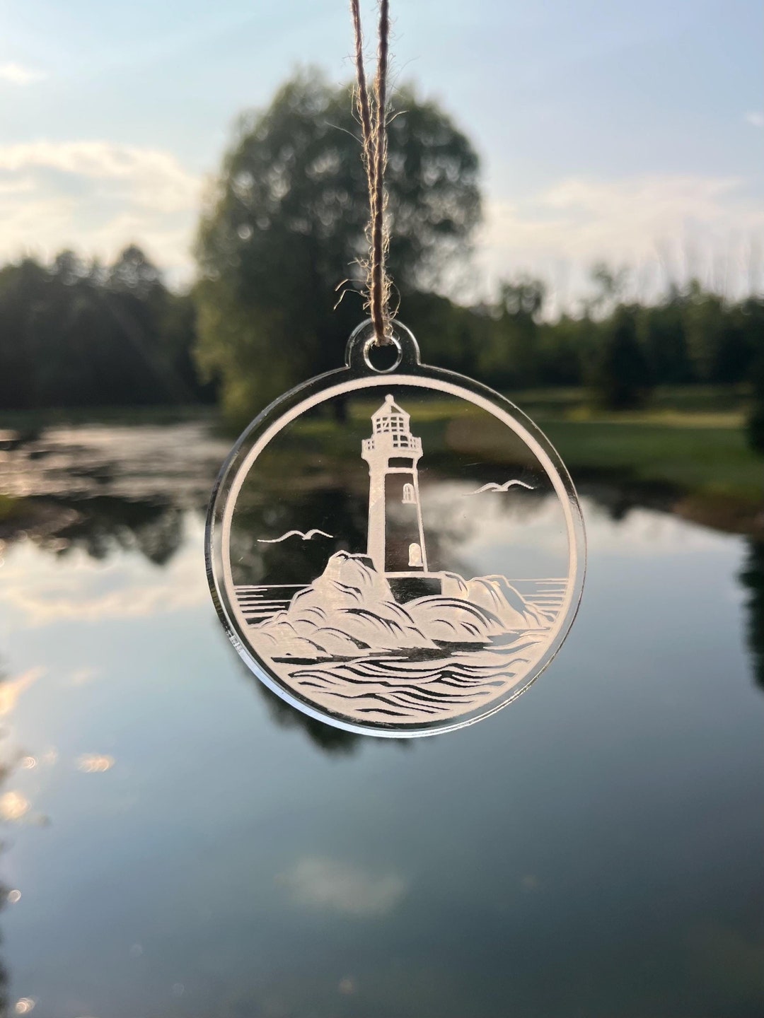 Lighthouse Ornament - Coastal Acrylic Sun Catcher, Nautical Christmas ...