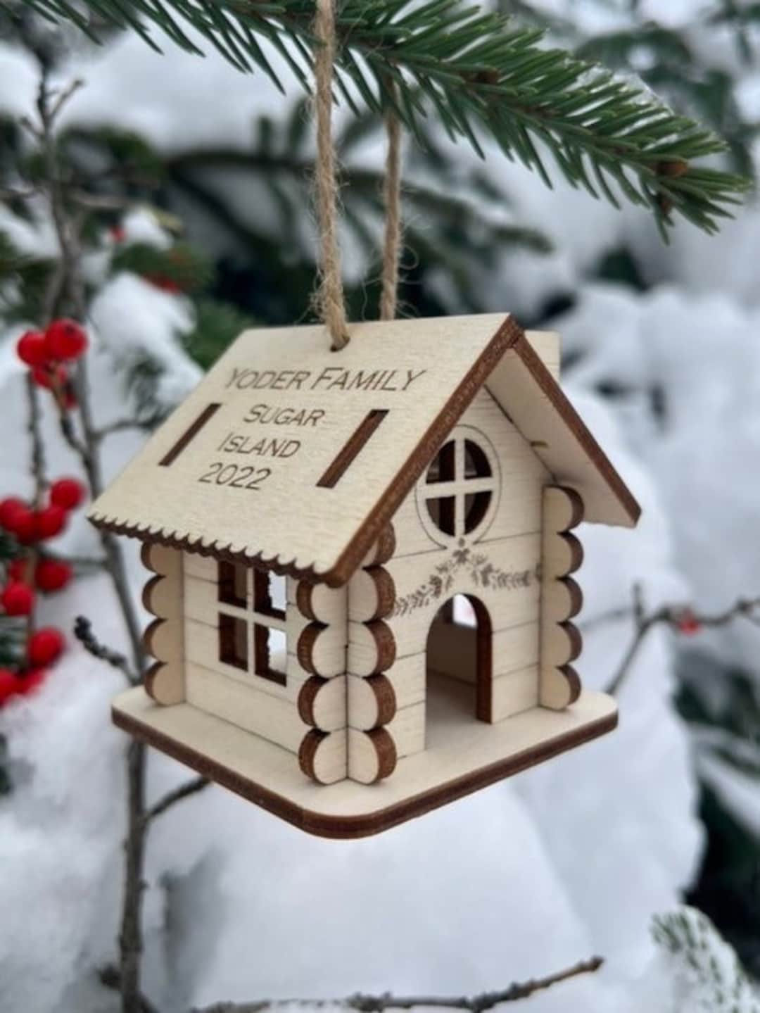 Personalized Log Cabin Ornament - Custom New Home Gift, Memorable ...