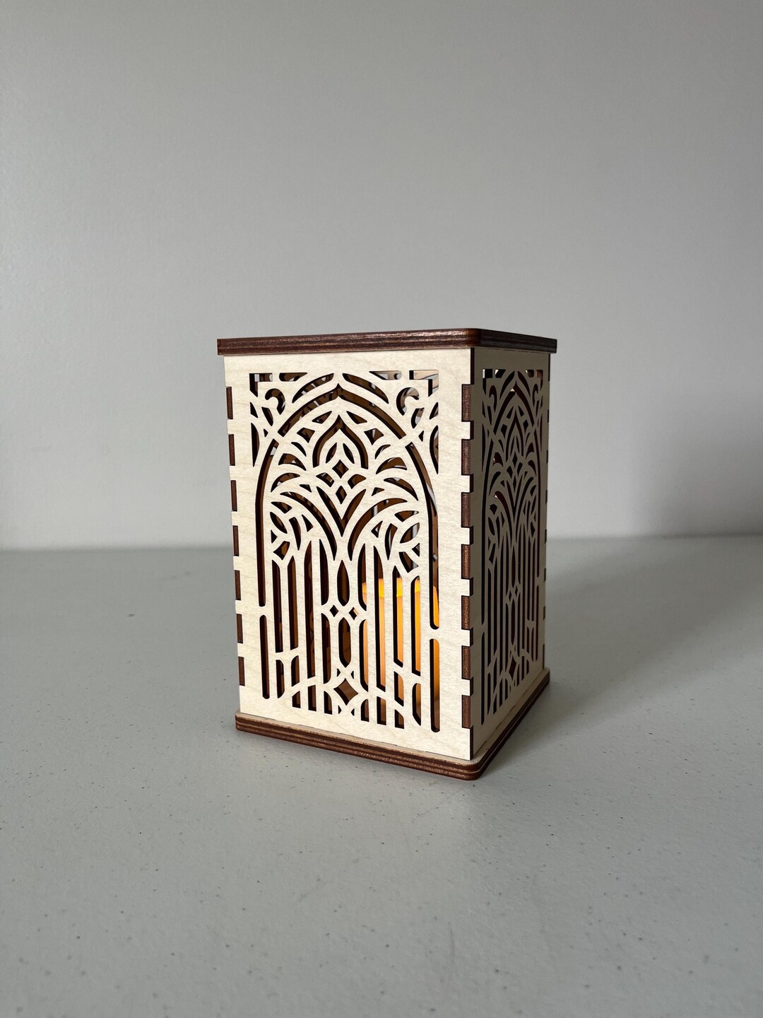 Christian Memorial Wooden Lantern - Personalized Gothic Arch Prayer ...