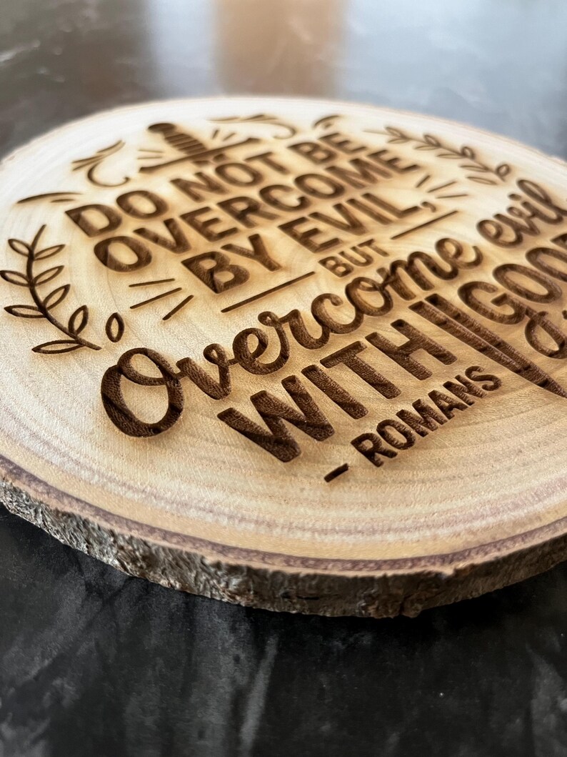 Romans 12:21 Wood Sign, Overcome Evil With Good Bible Verse Plaque ...