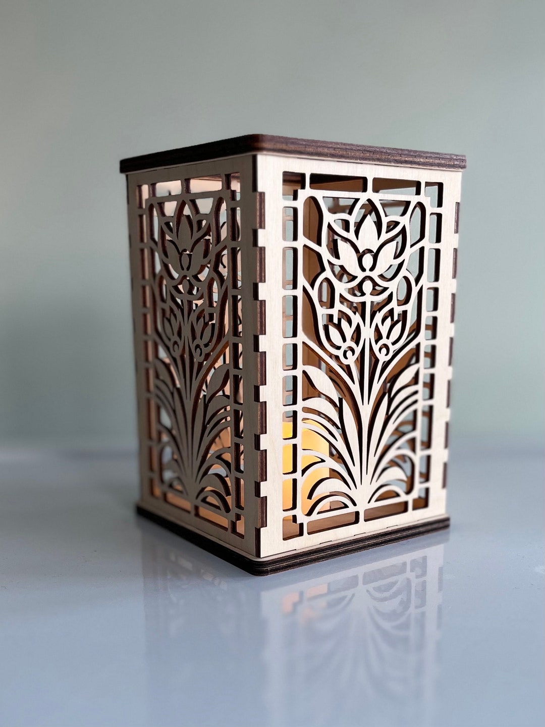 Personalized Flower Wooden Lantern, Custom Mother's Day Gift, Luminary ...