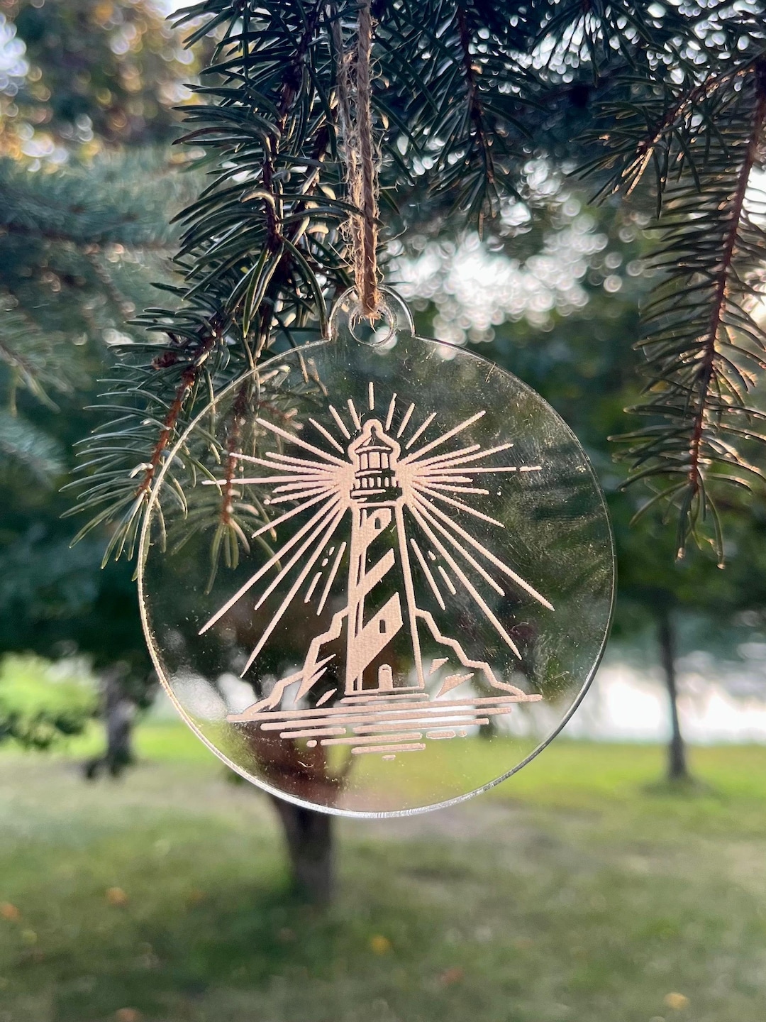 Lighthouse Sun Catcher Ornament - Laser Engraved Acrylic Coastal Decor ...