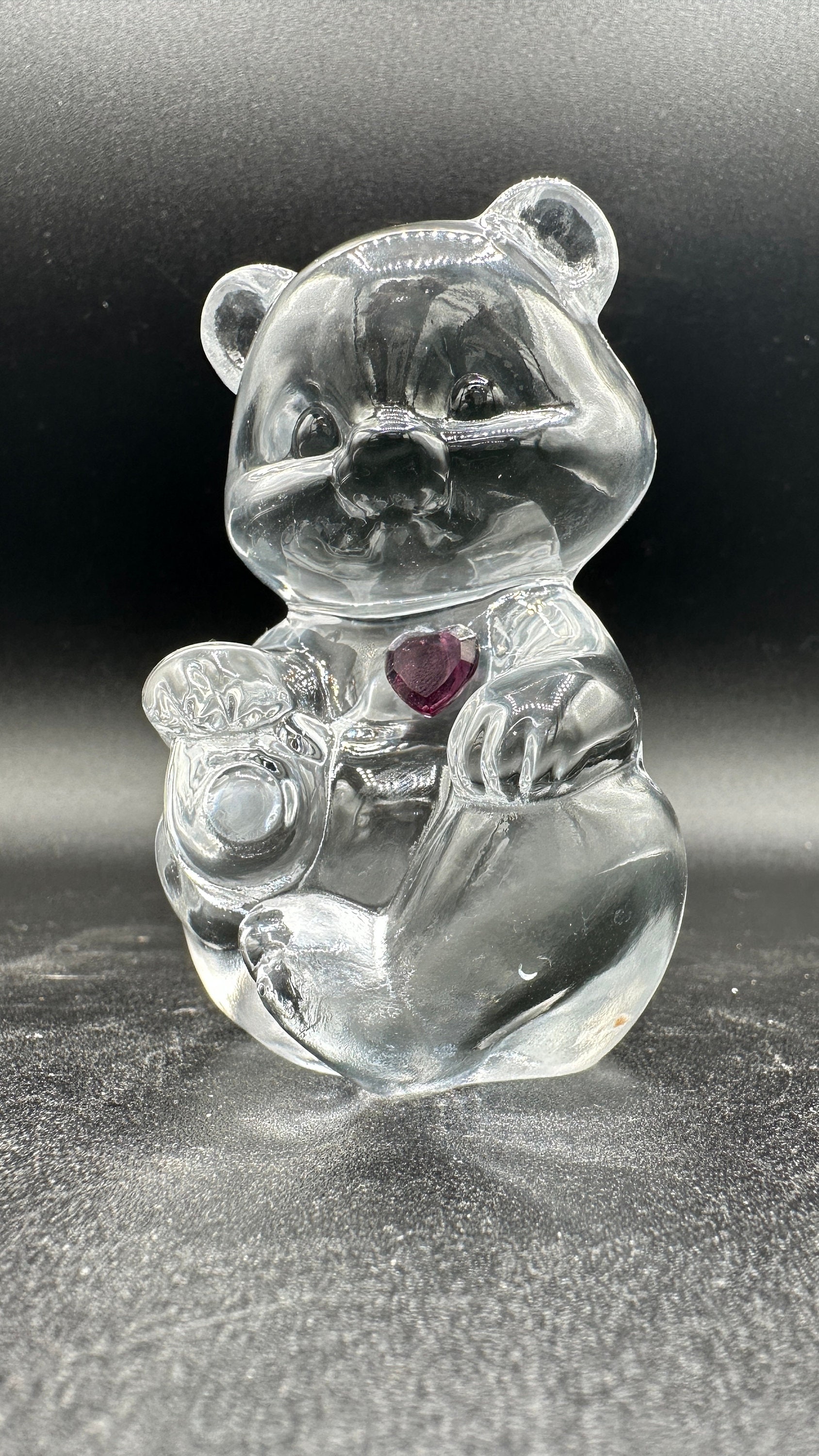 Fenton Birthstone Bear Clear Glass With Amethyst February - Etsy