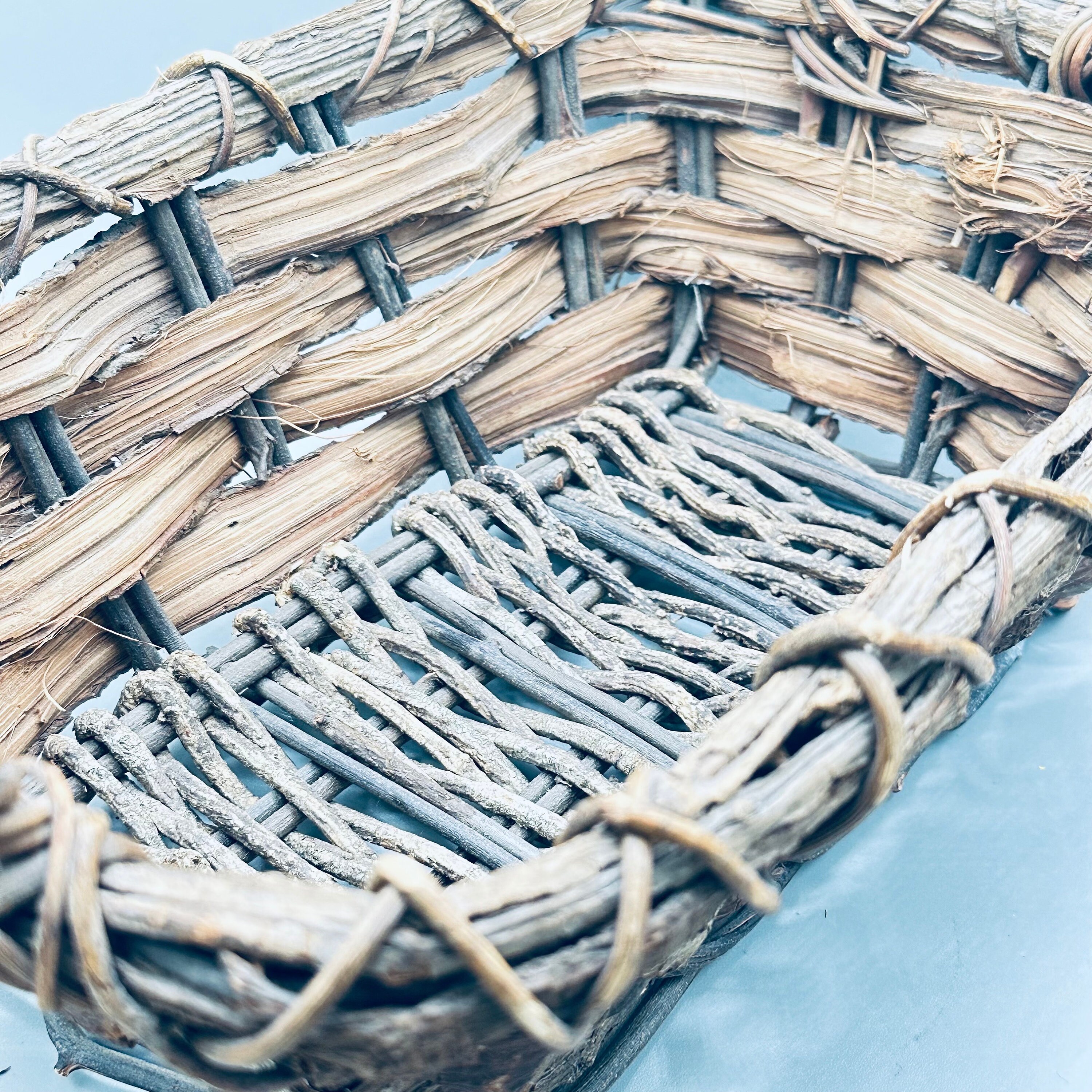 Rectangular Twig Basket With Side Handles - Etsy
