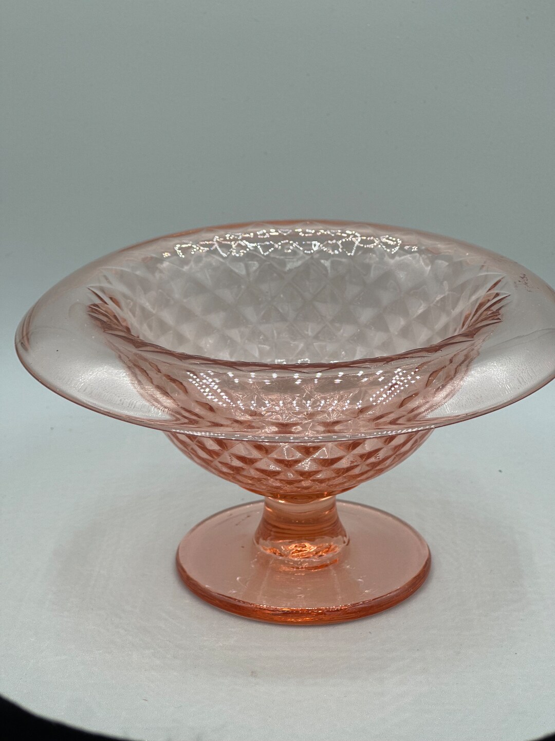 Pink Depression Glass Foot Bowl With Rolled Edge - Etsy