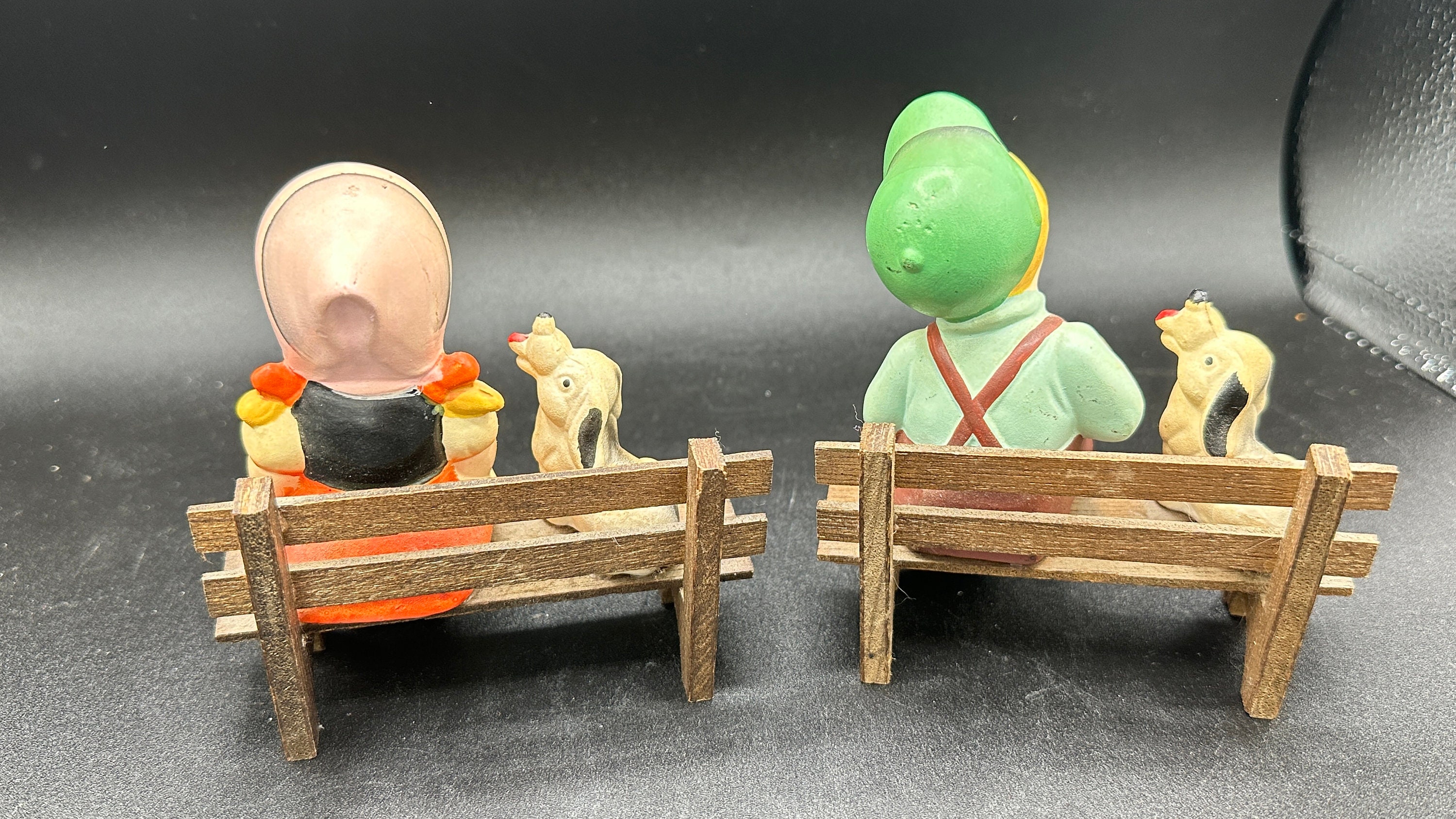 Vintage Marked Boy/dog With Accordion and Girl/dog With Book - Etsy