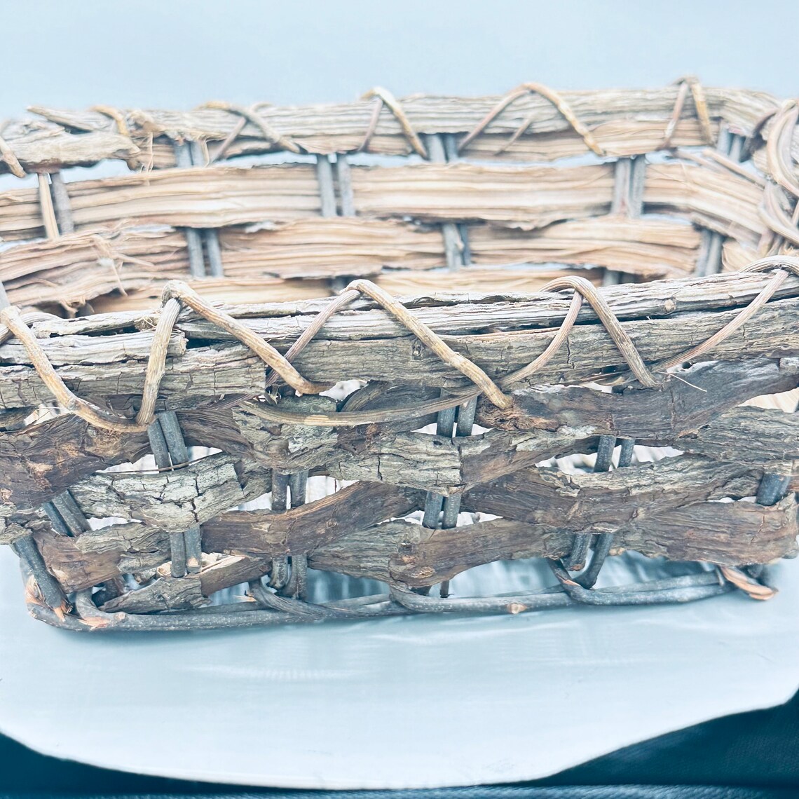 Rectangular Twig Basket With Side Handles - Etsy