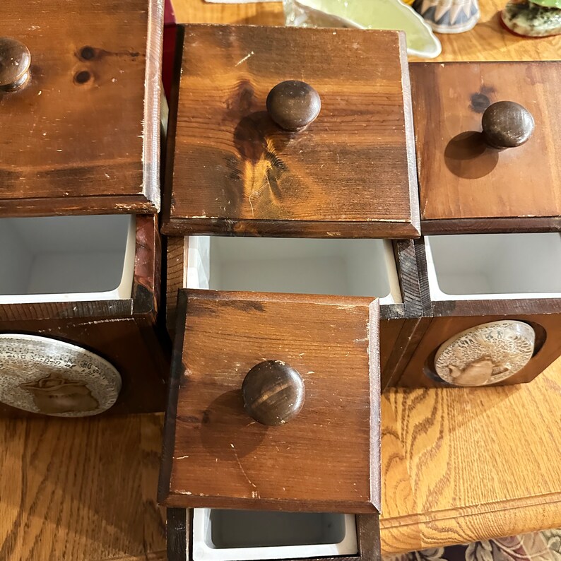 Hand Crafted Wood Rustic Farmhouse Mid Century Retro Set of 4 Kitchen ...