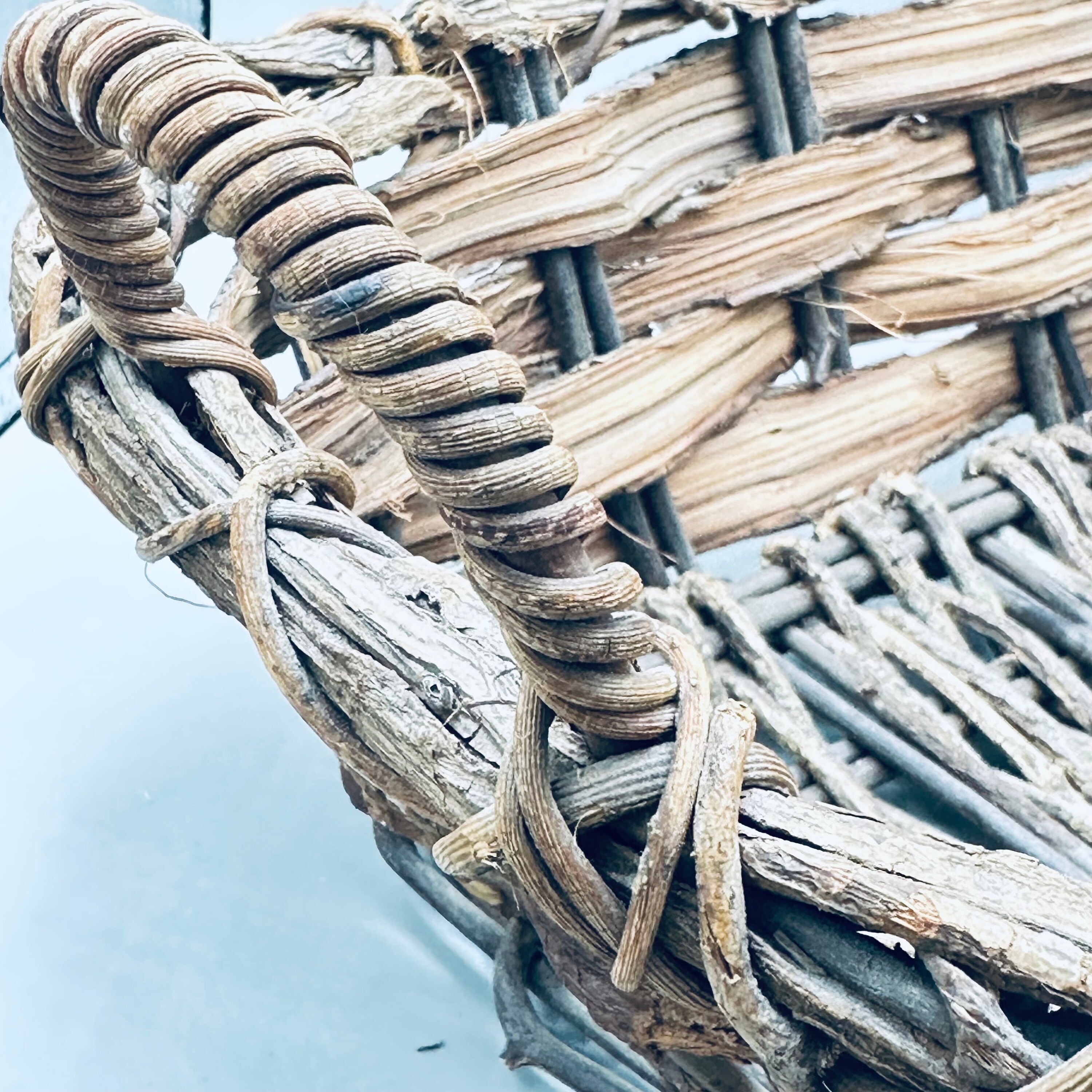 Rectangular Twig Basket With Side Handles - Etsy