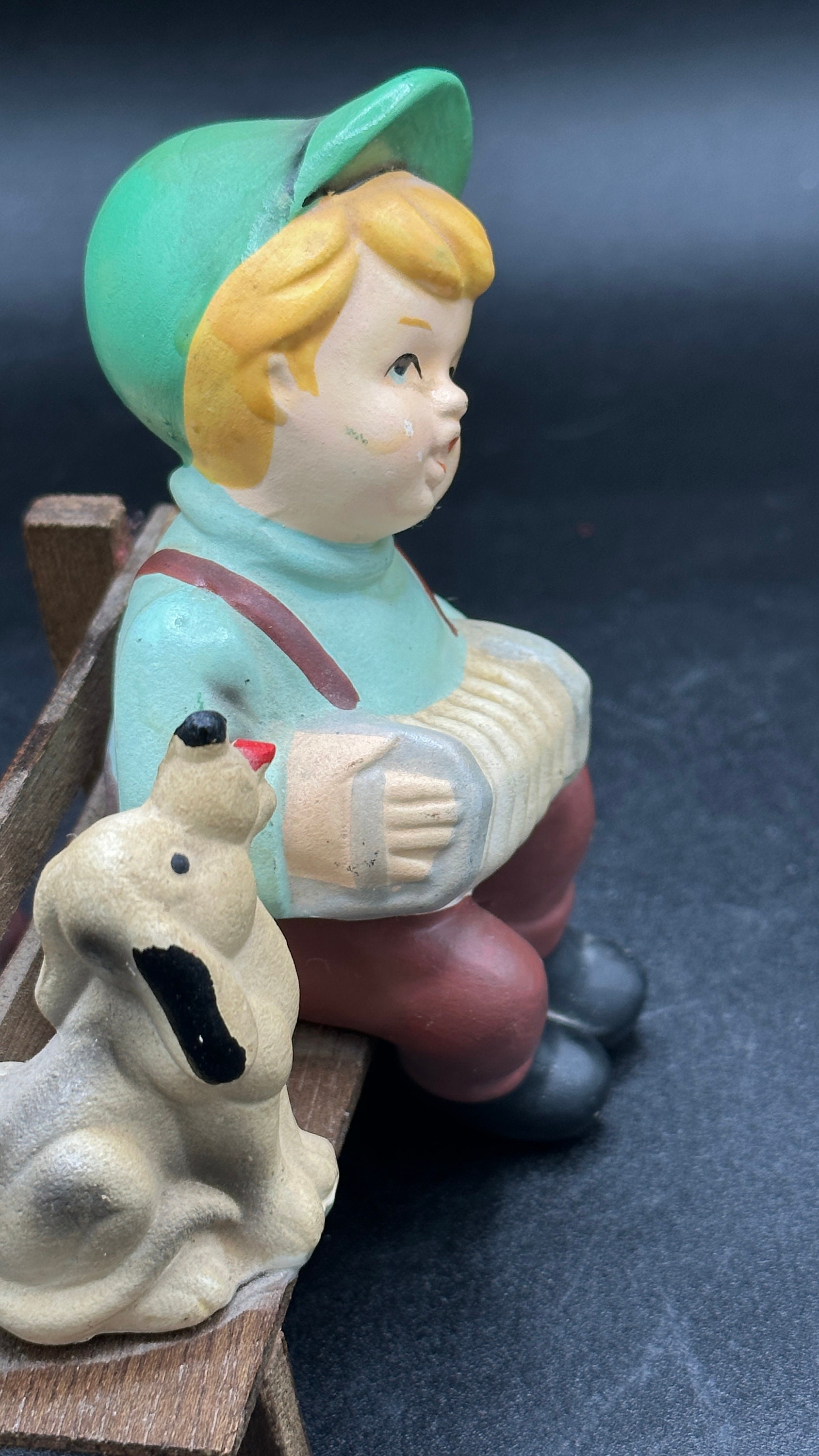 Vintage Marked Boy/dog With Accordion and Girl/dog With Book - Etsy