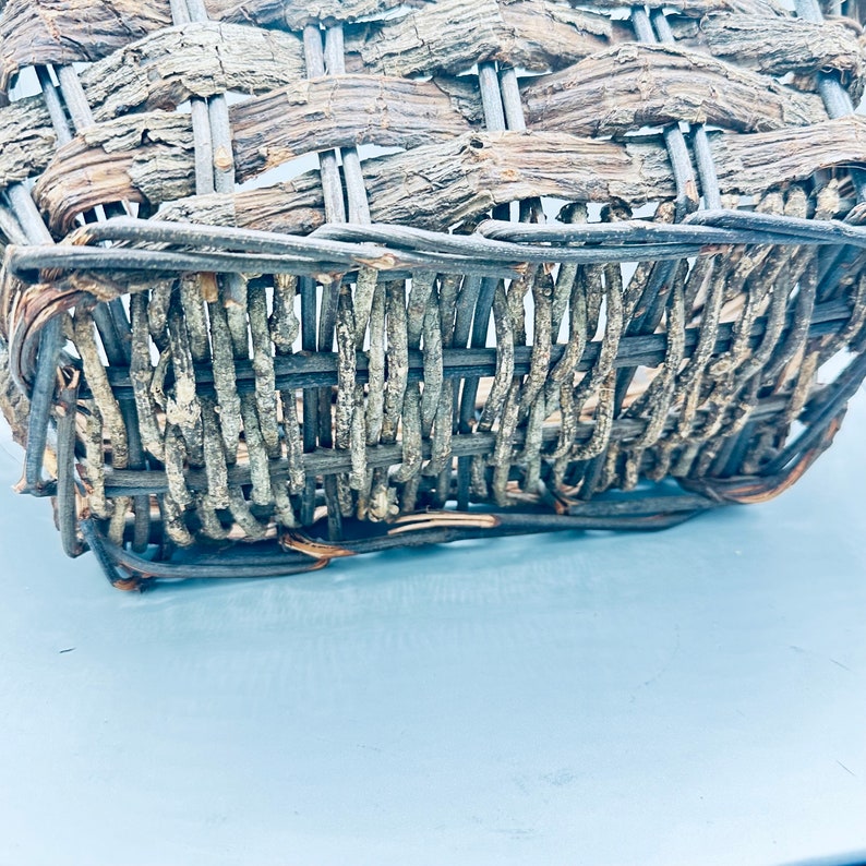 Rectangular Twig Basket With Side Handles - Etsy