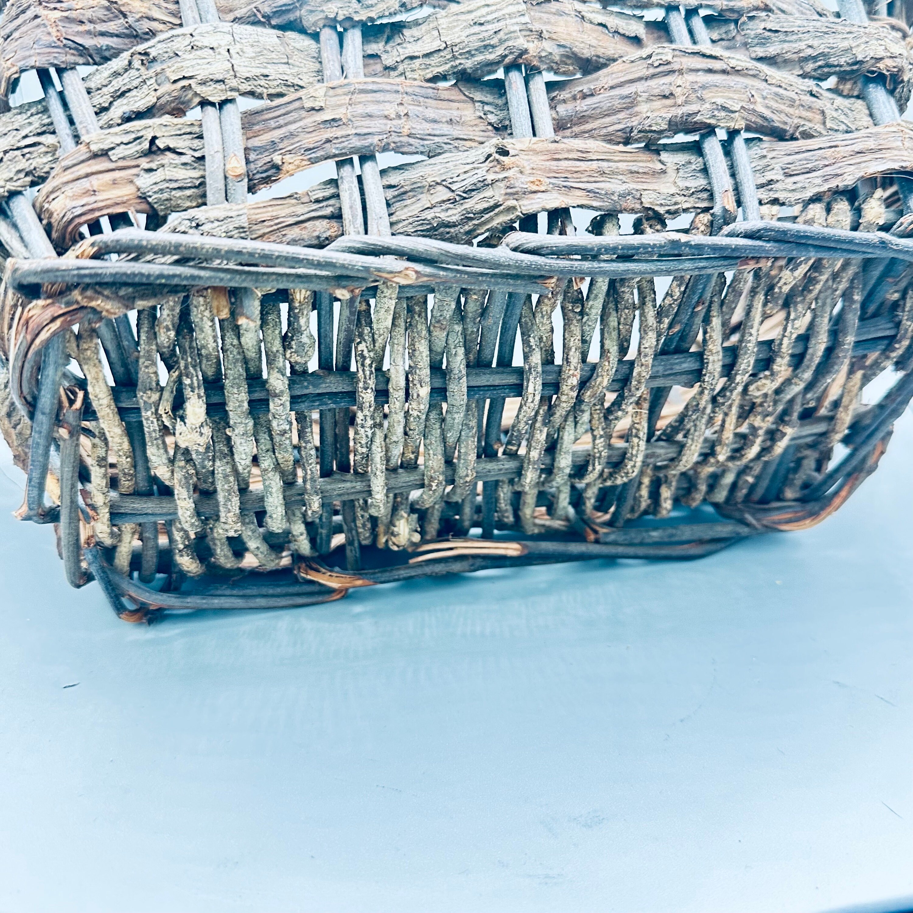 Rectangular Twig Basket With Side Handles - Etsy