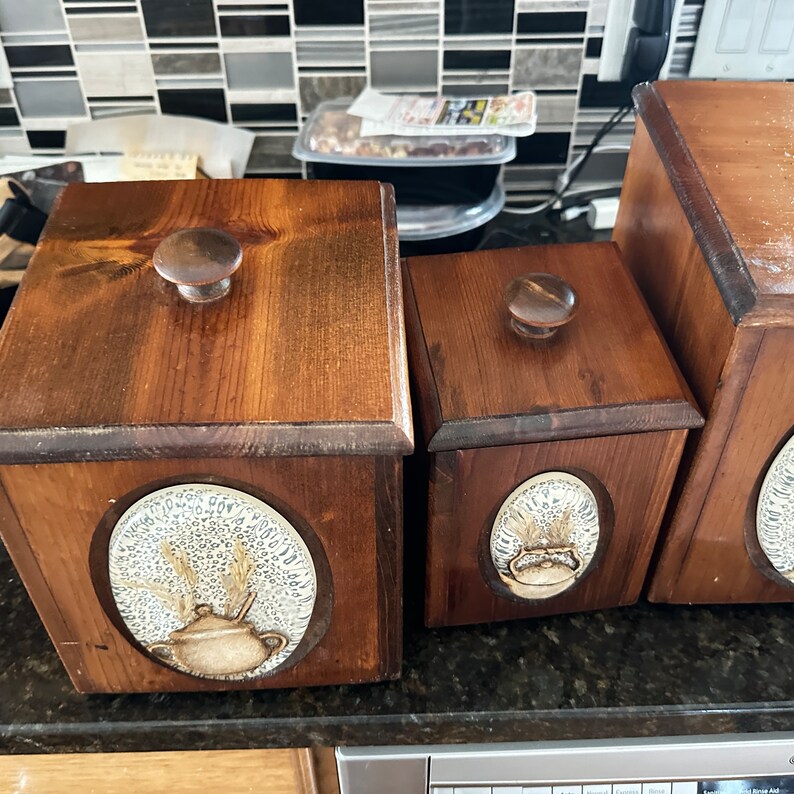 Hand Crafted Wood Rustic Farmhouse Mid Century Retro Set of 4 Kitchen ...