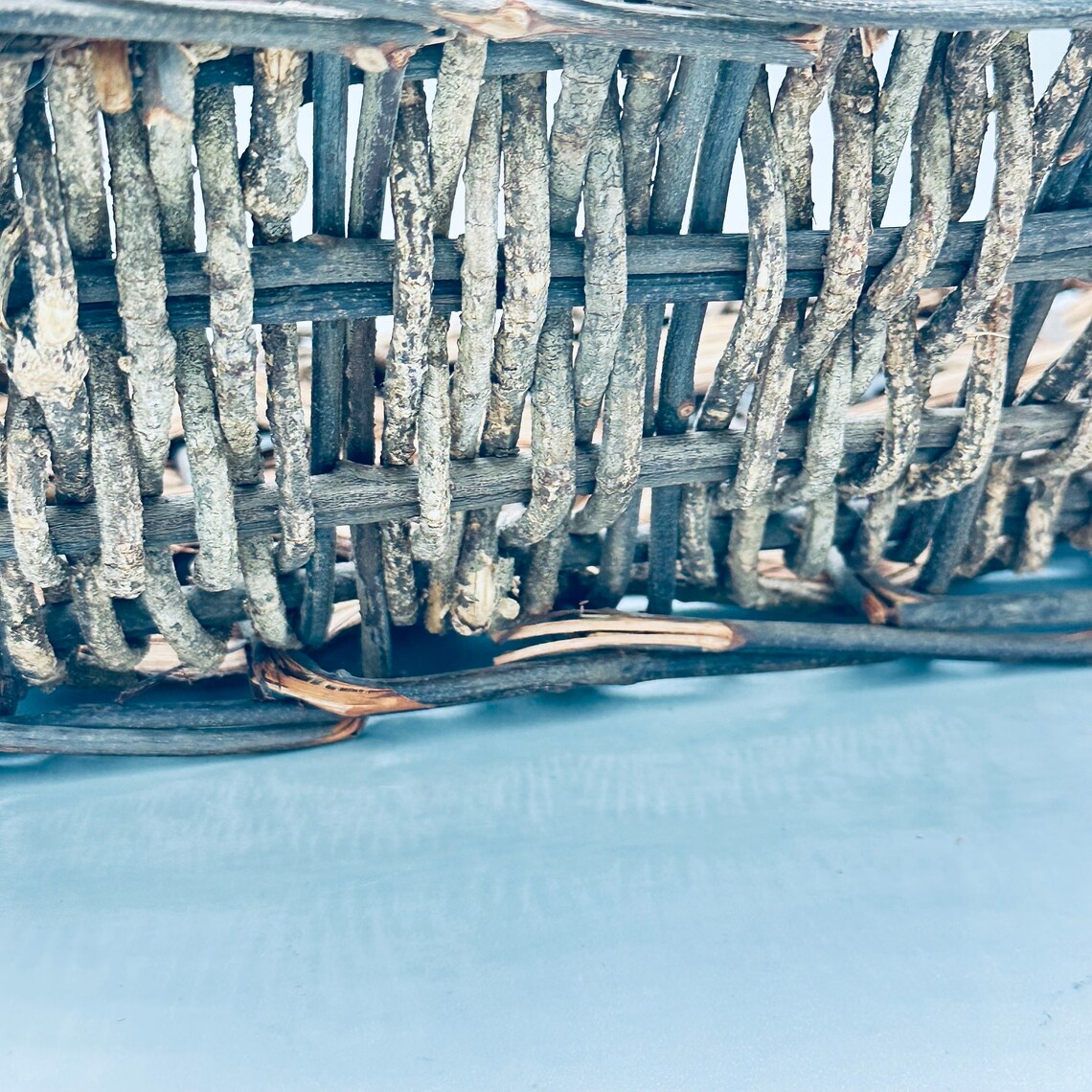 Rectangular Twig Basket With Side Handles - Etsy