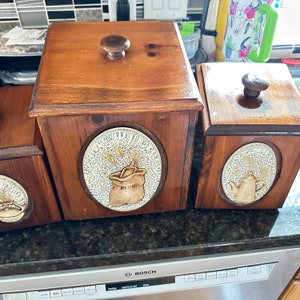 Hand Crafted Wood Rustic Farmhouse Mid Century Retro Set of 4 Kitchen ...