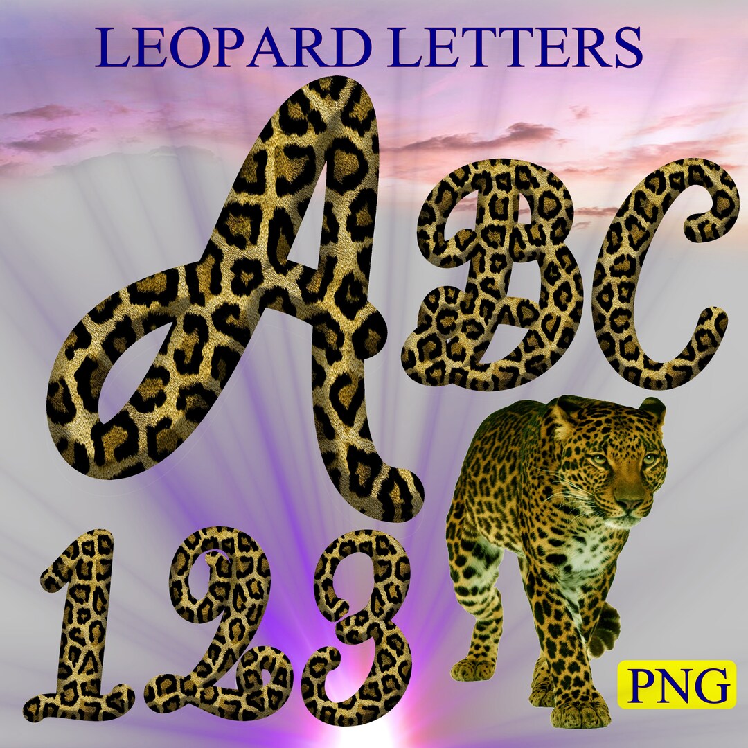 Leopard Print Alphabet: 3D Letters and Numbers PNG (digital Download ...