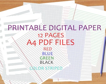 Printable Lined Paper Graph Paper PDF. Grid Paper.musical Note Paper ...