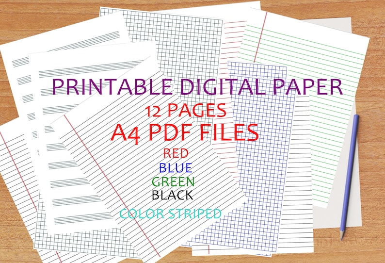 Printable Lined Paper Graph Paper PDF. Grid Paper.musical Note Paper ...