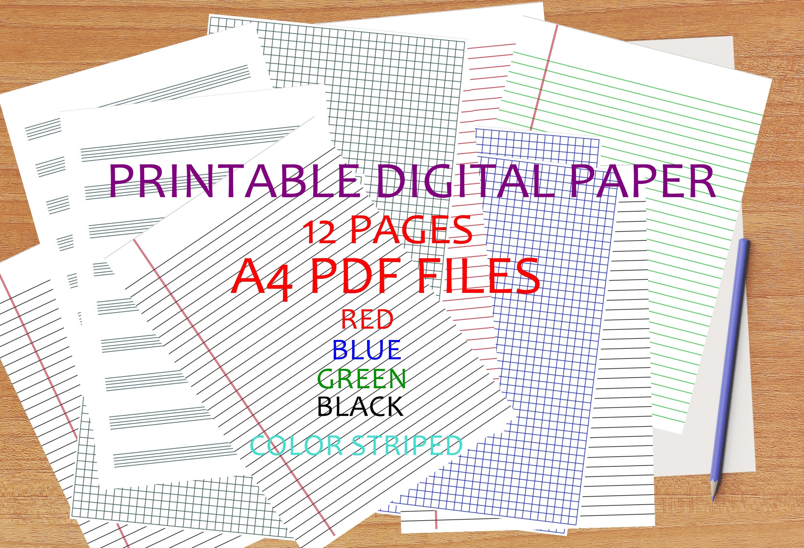 Printable Lined Paper Graph Paper PDF. Grid Paper.musical Note Paper ...