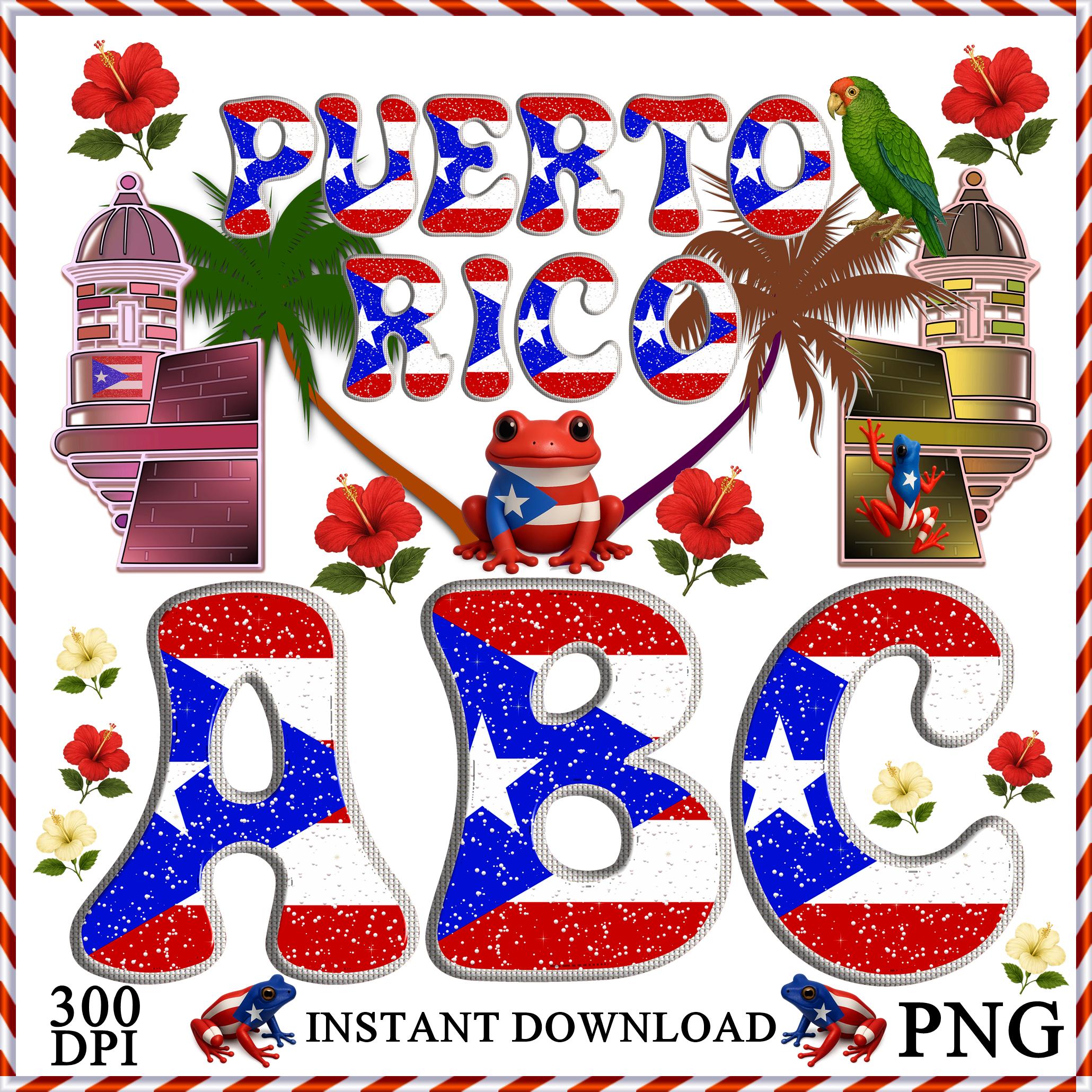 Puerto Rico Christmas Alphabet PNG Bundle,puerto Rican Flag Letters ...