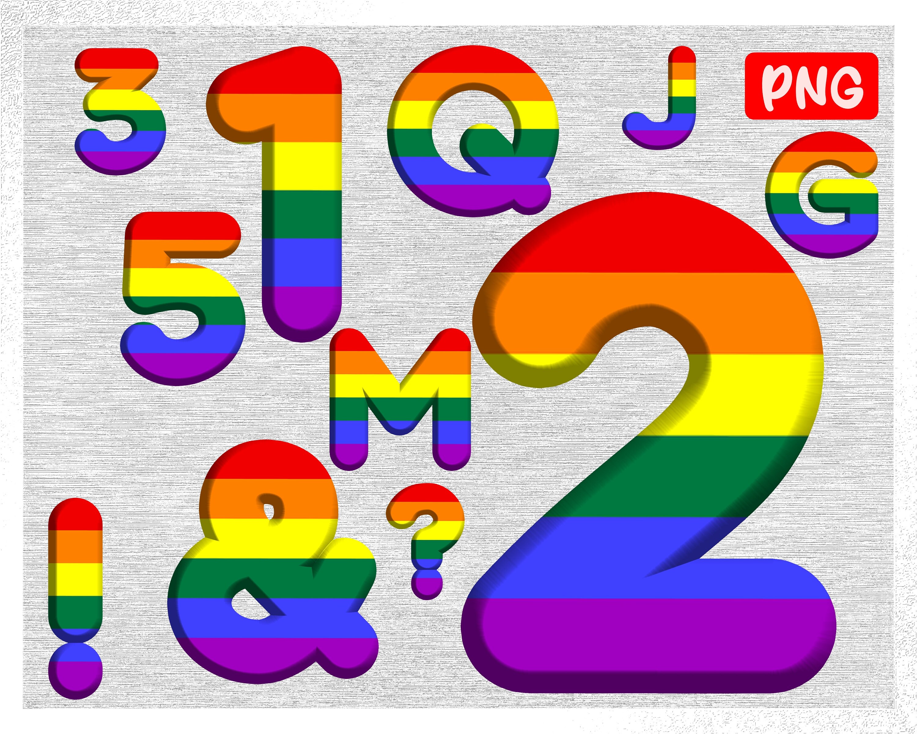 Rainbow Alphabet & Numbers PNG | Pride Flag Clipart A-Z 0-9 ...