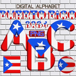 Puerto Rico Flag PNG Alphabet: Patriotic Letters, Numbers, & Clipart - Etsy
