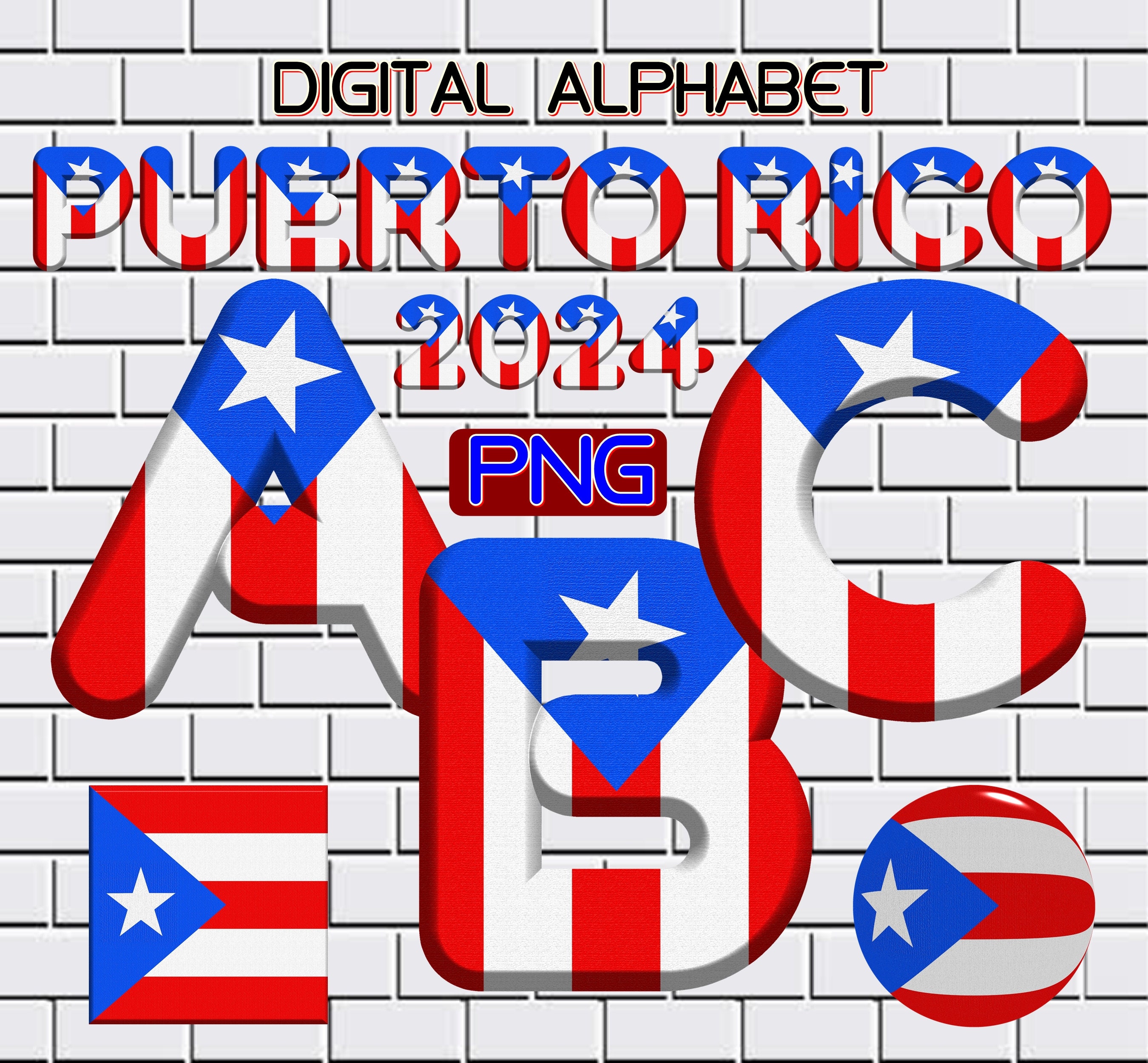 Puerto Rico Flag PNG Alphabet: Patriotic Letters, Numbers, & Clipart - Etsy