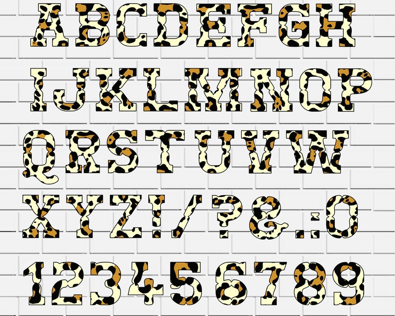 Leopard Alphabet Clip Art, Leopard Pattern Letters Numbers Svg File ...