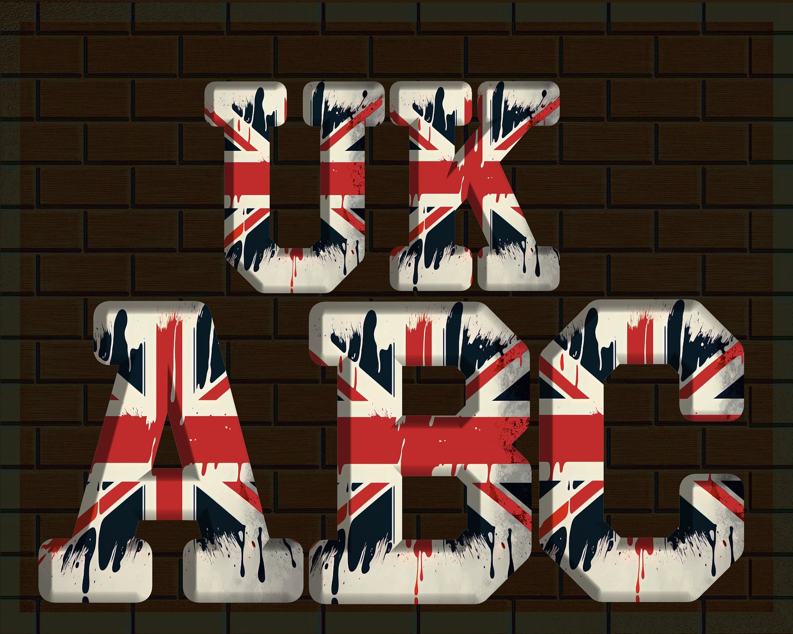 Union Jack Alphabet Bundle: UK Flag Letters, Numbers, Punctuation (PNG ...