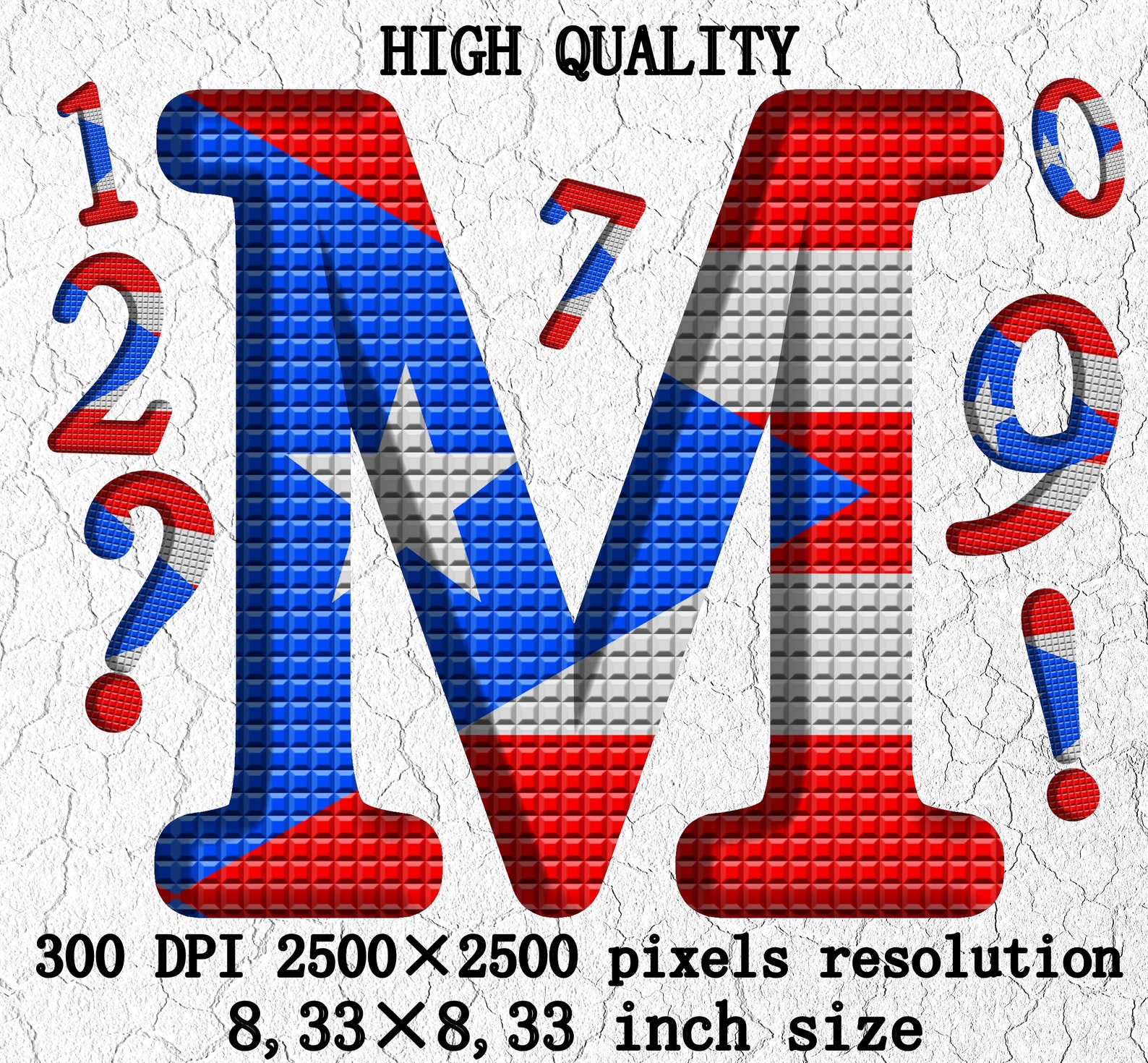 Puerto Rico Flag Letters Clip Art,puerto Rico National Colors Alphabet ...