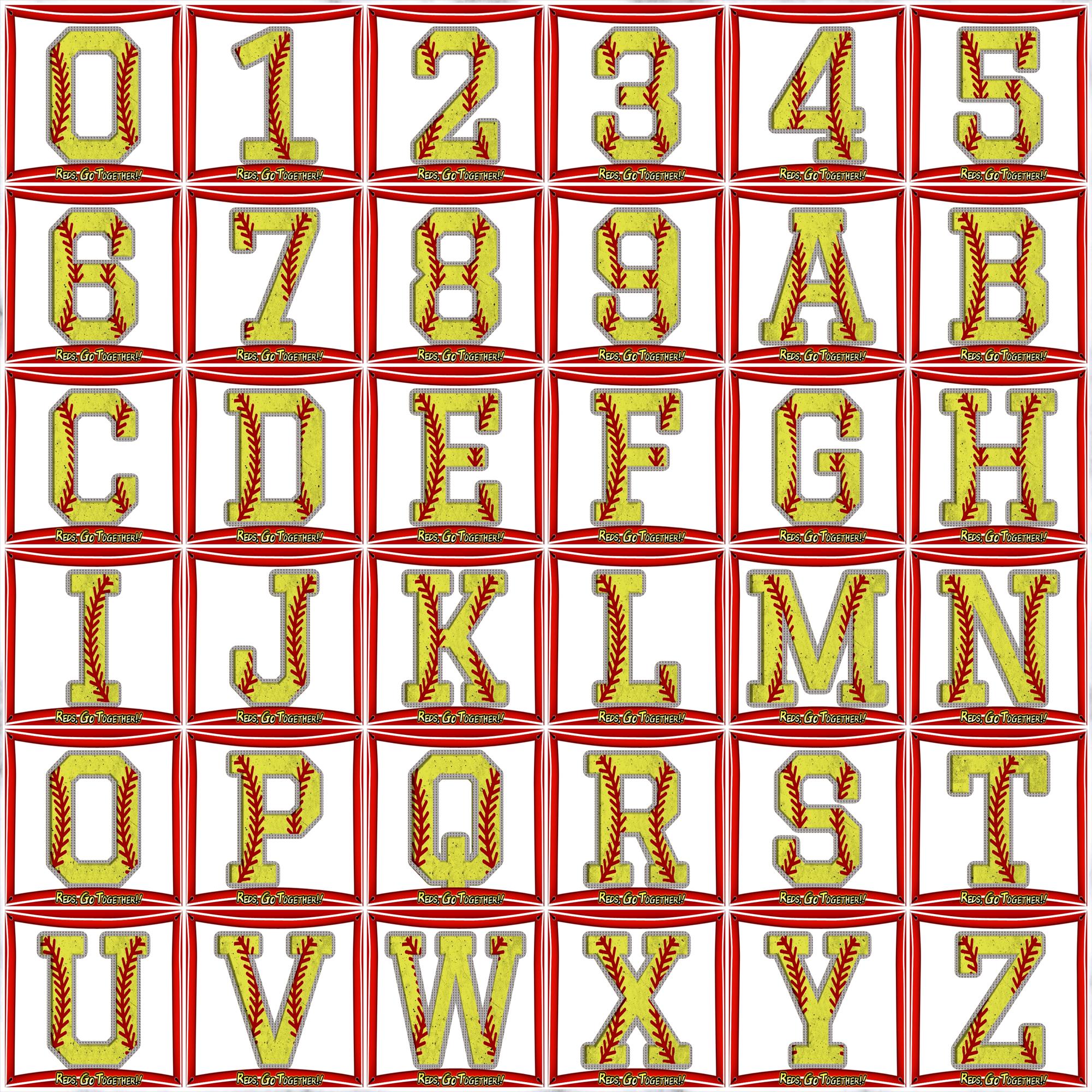 Softball Faux Chenille Patch Alphabet Pack, PNG Files for Sublimation ...