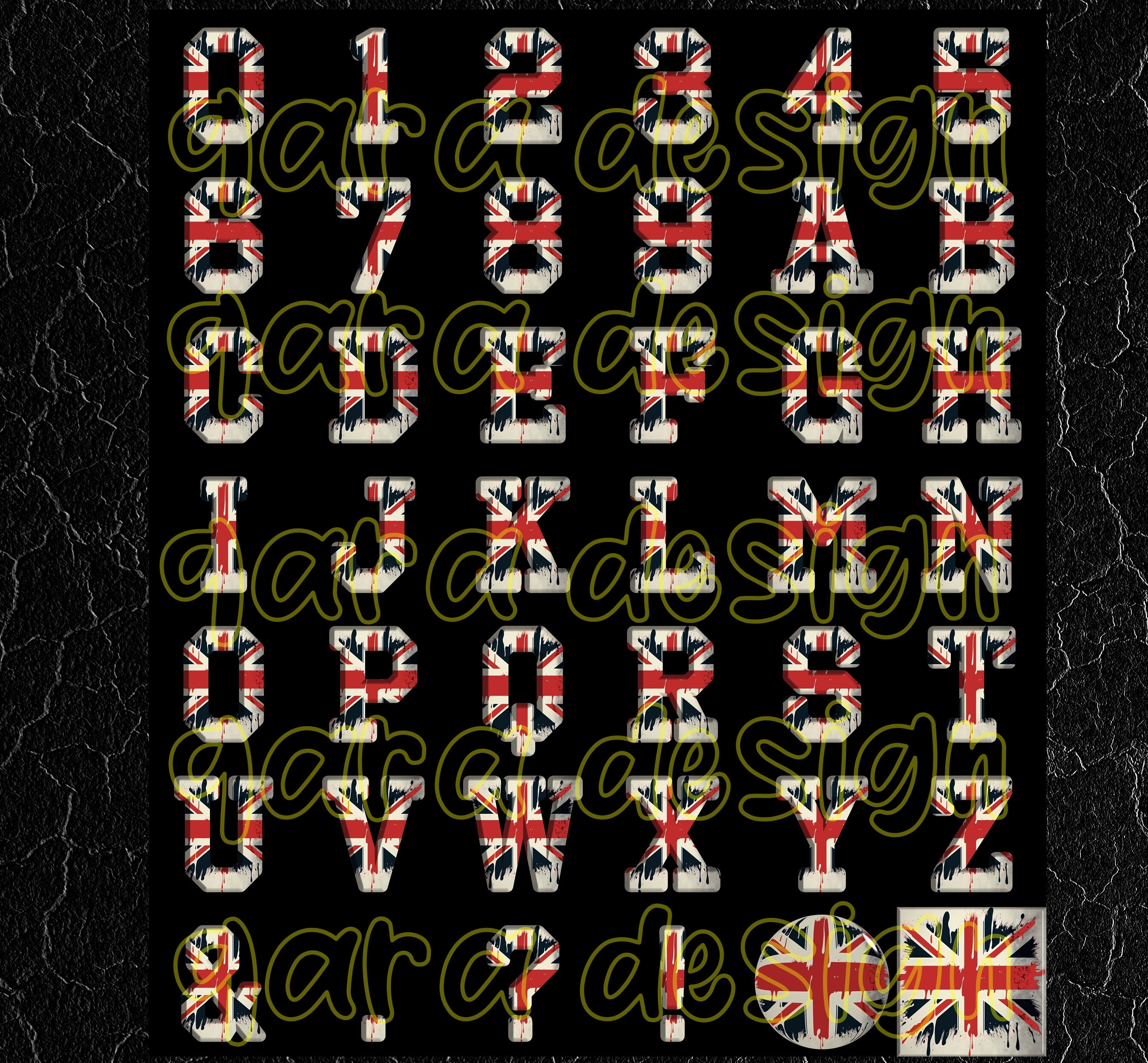 British Flag Alphabet Clip Art,united Kingdom Flag Sports Letters,union ...