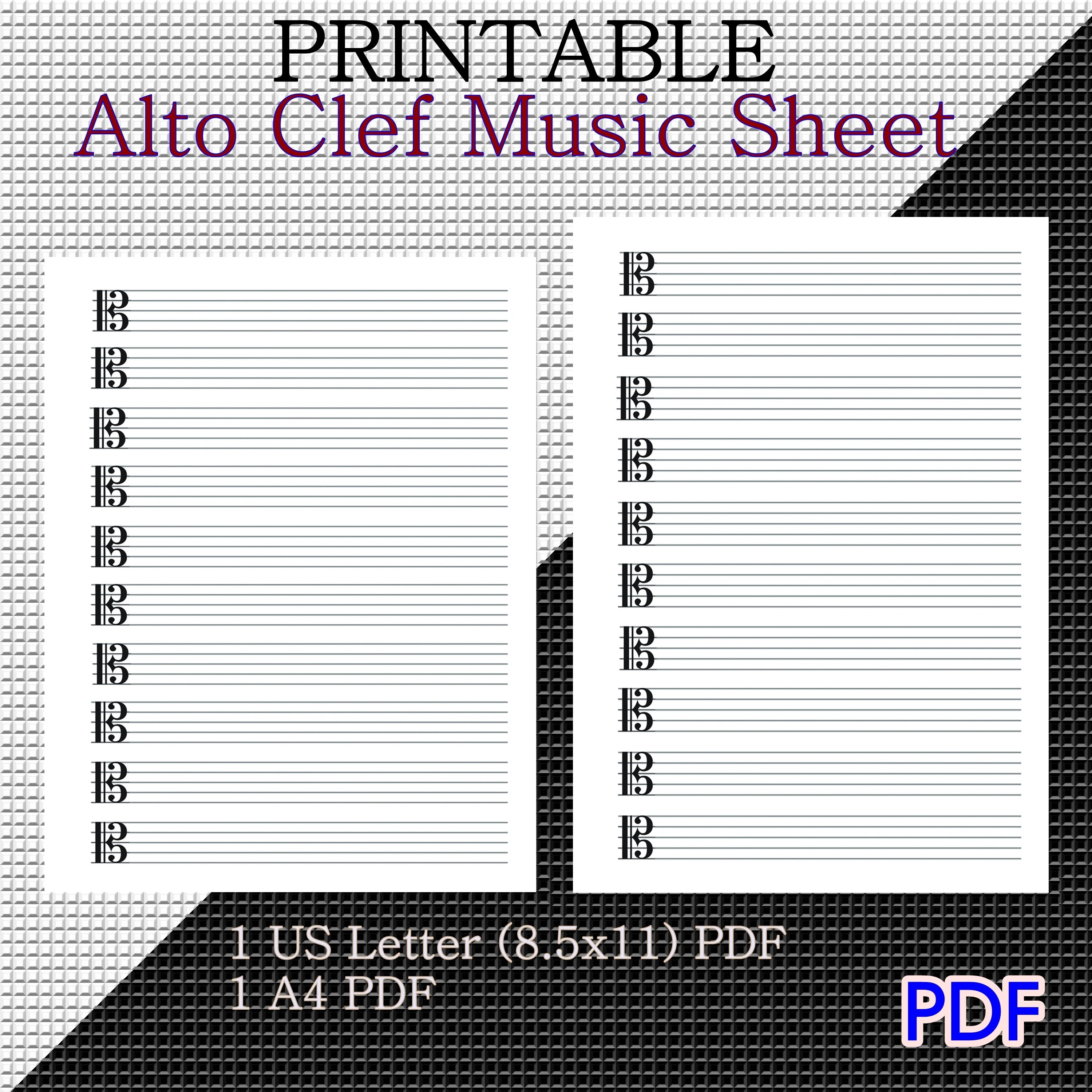 Printable Alto Clef Sheet,letter/a4,blank Music - Etsy