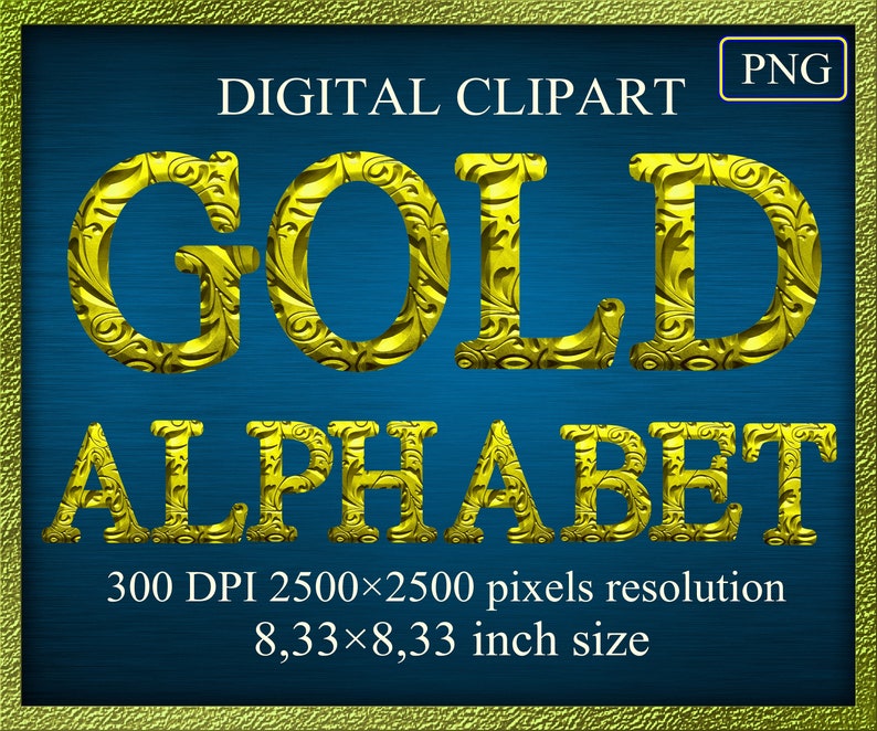 Luxury Gold Alphabet Clipart | Ornate Floral Letters, Numbers (digital ...