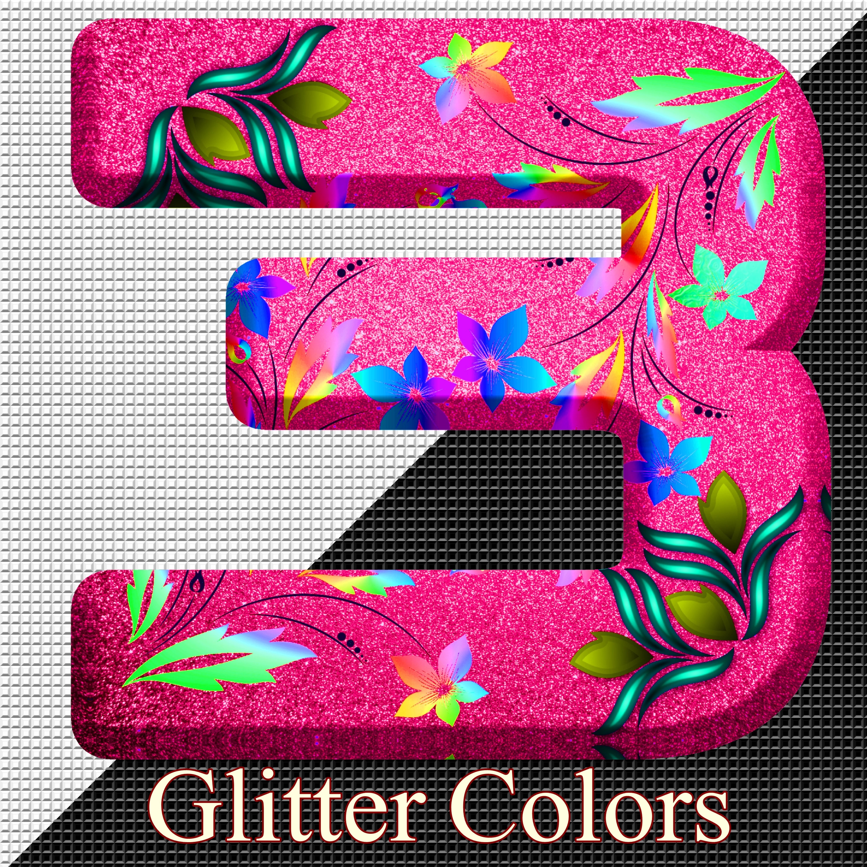 Glitter Floral Alphabet Clip Art Png Files, 3 Color Alphabet Pack, Pink ...