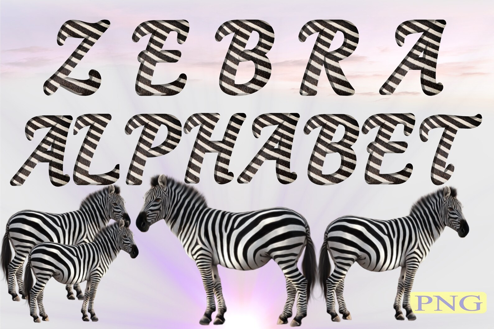 Zebra Print Alphabet: Black and White PNG Clipart (digital Download) - Etsy