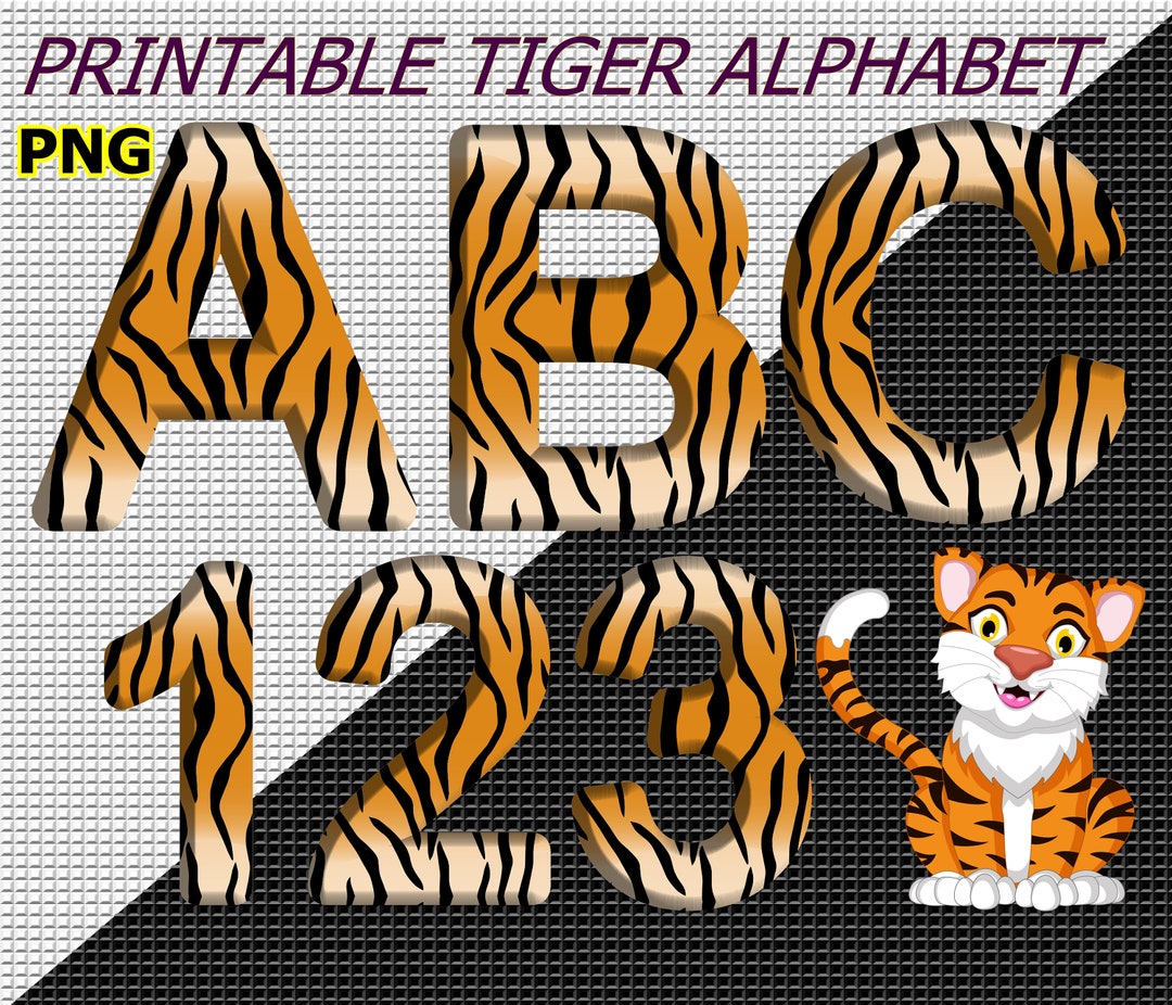 Tiger Letters & Numbers Tiger Font,clipart,animal Print Alphabet A Z ...