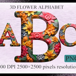 3D Flower Alphabet Clipart,3d Letters Numbers,glitter Colors Alphabet ...