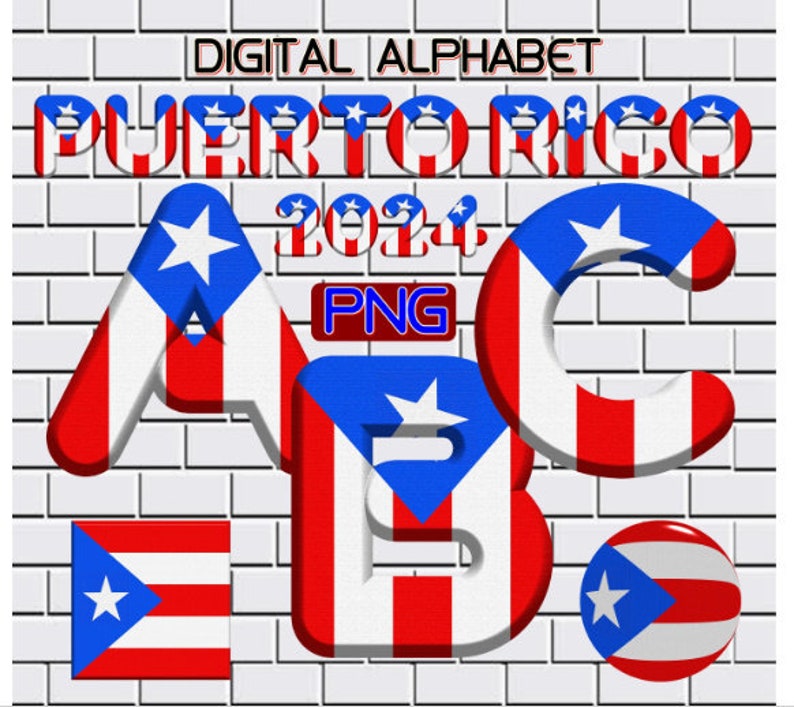 6 Puertorico Flag Alphabet Clip Art Bundle,puertorico Letters,patriotic ...