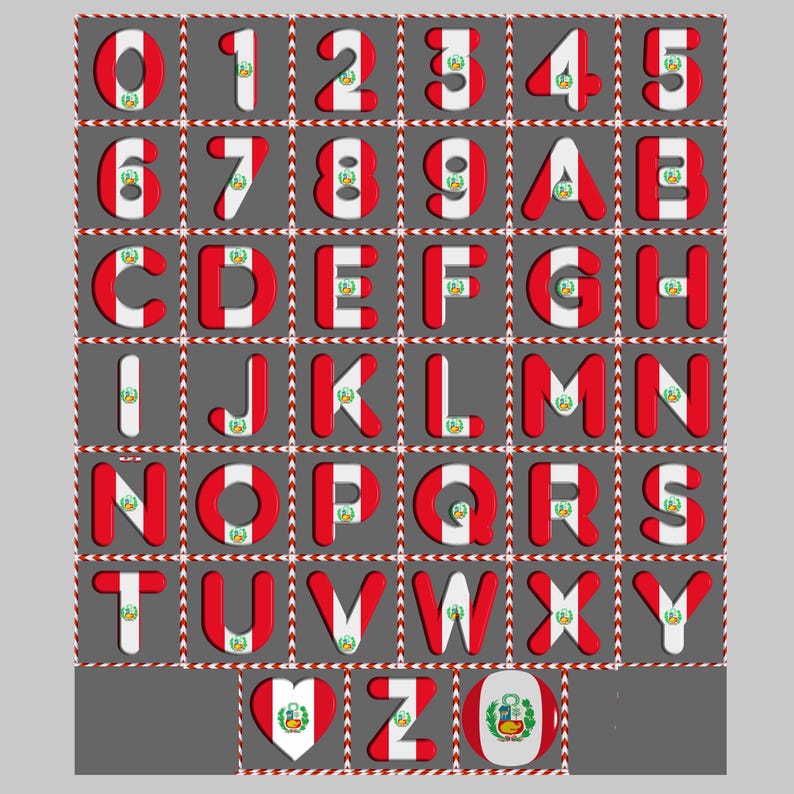 Peru Flag Font Png Clipart, Peruvian Colors Alphabet, Red White Letters ...