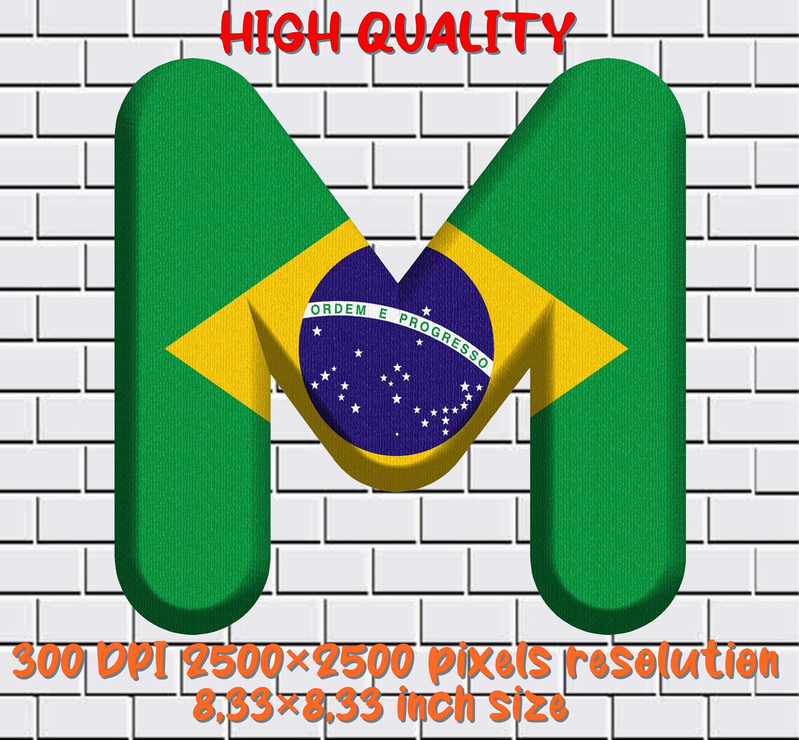 Brazilian Flag Alphabet Clipart: PNG Letters, Numbers, Punctuation ...