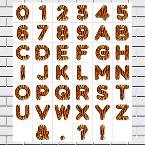 Tiger Print Alphabet & Numbers: PNG Clipart (digital Download) - Etsy